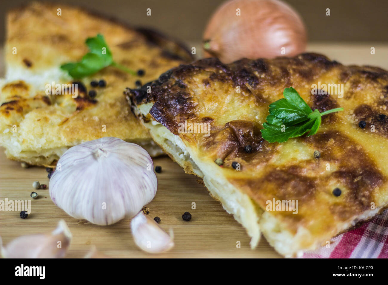 Cheese burek composition on dark background Stock Photo - Alamy