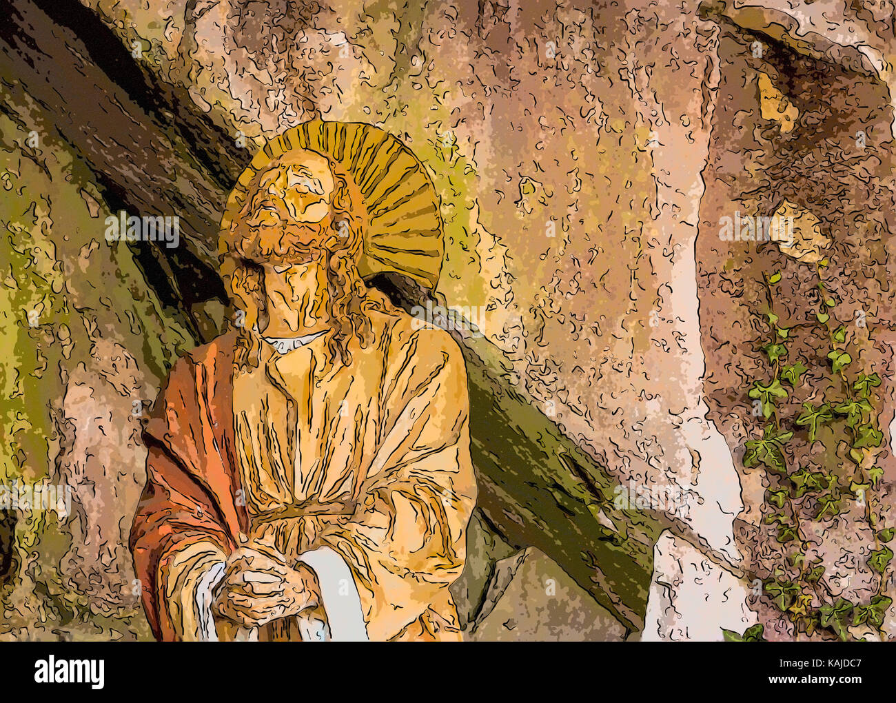 Jesus Christ while praying in the garden of olive trees Stock Photo - Alamy