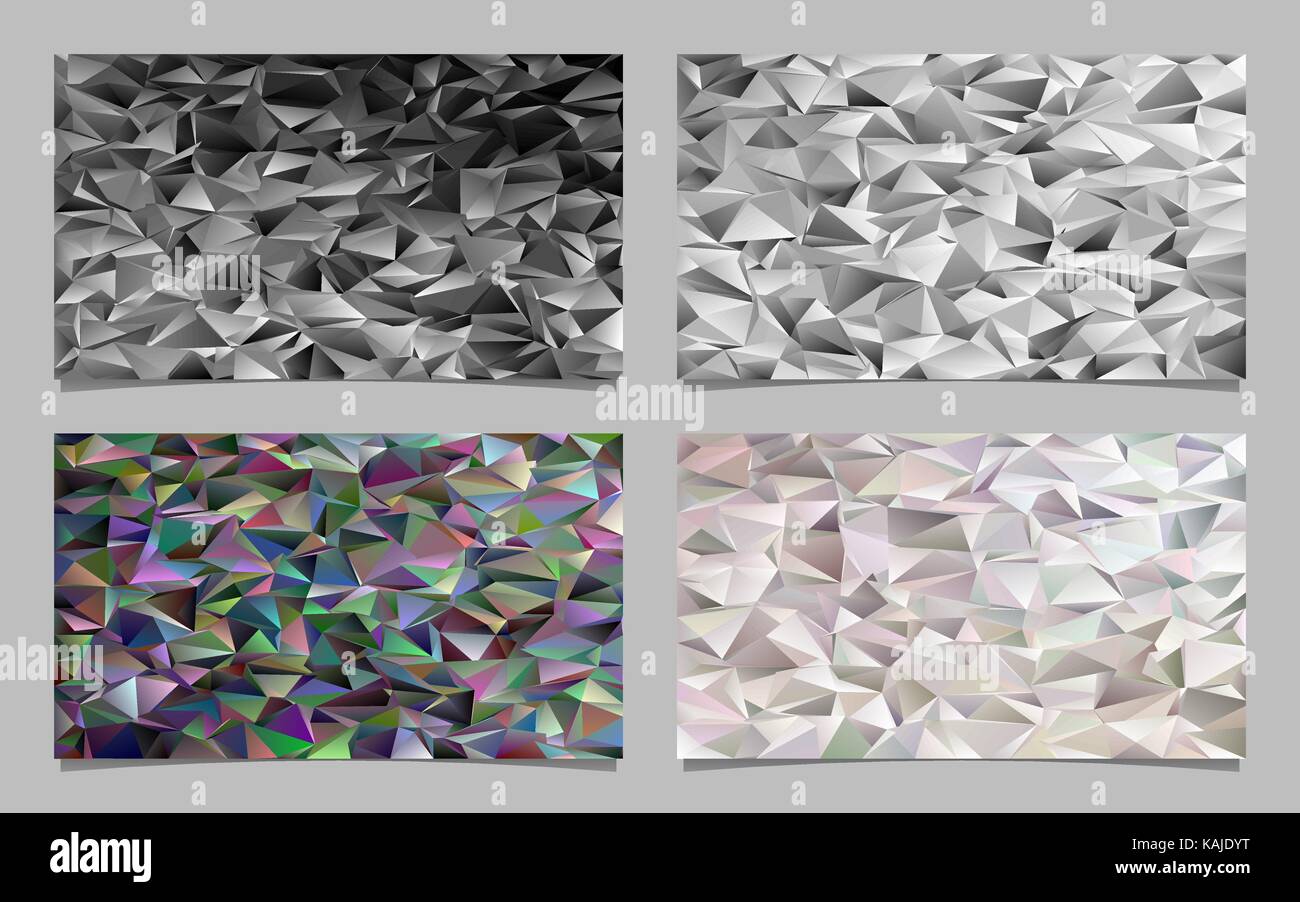 Low Poly Gradient Tiled Triangle Mosaic Card Template Set Trendy Polygon Graphic Element
