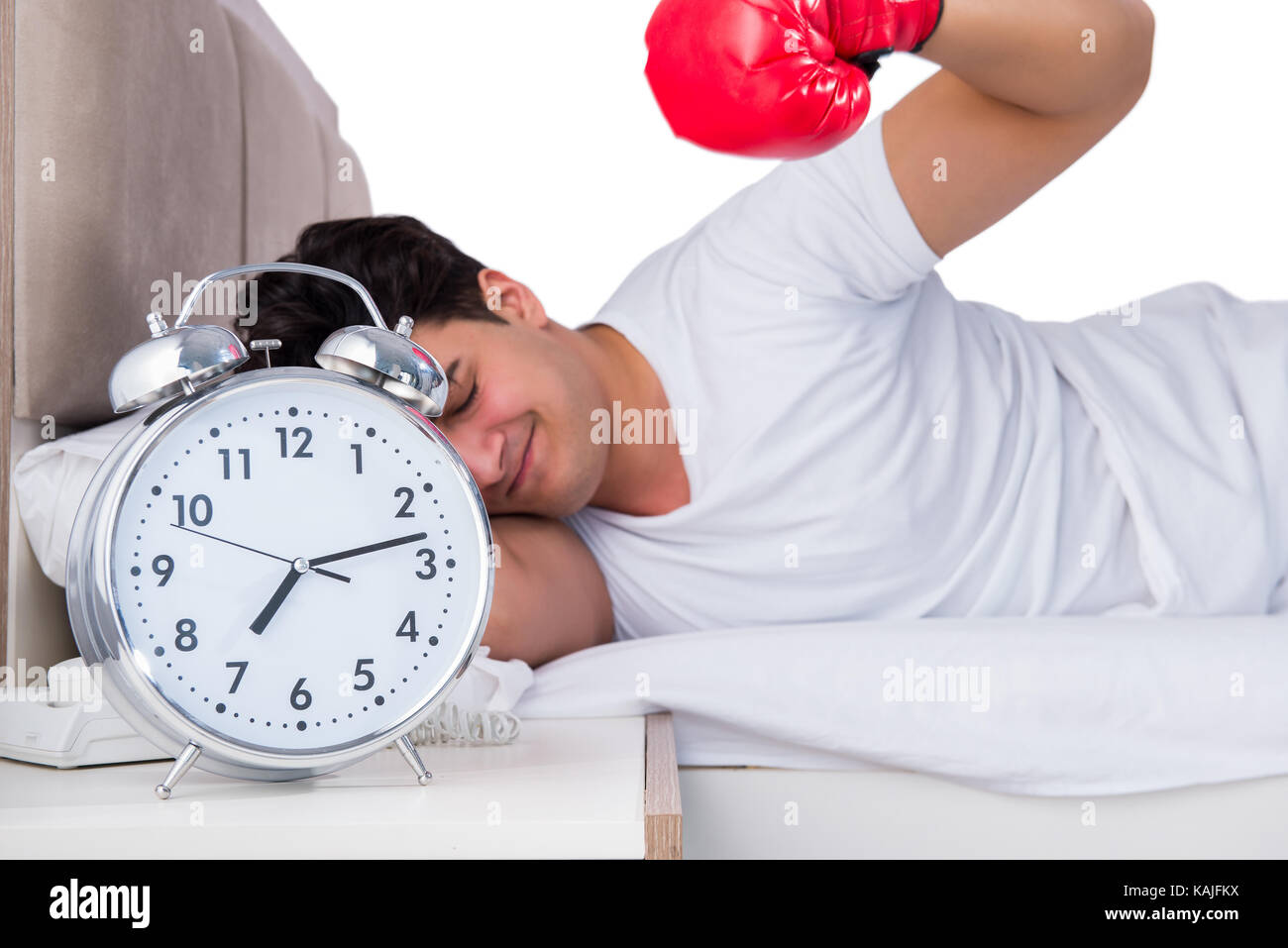 Man in bed suffering from insomnia Stock Photo - Alamy