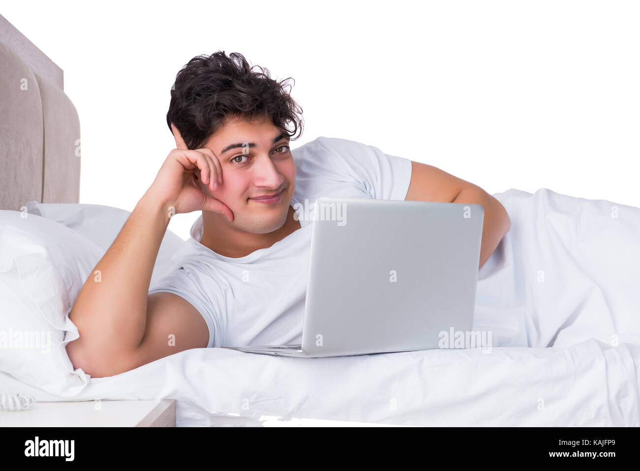 Man in bed suffering from insomnia Stock Photo - Alamy