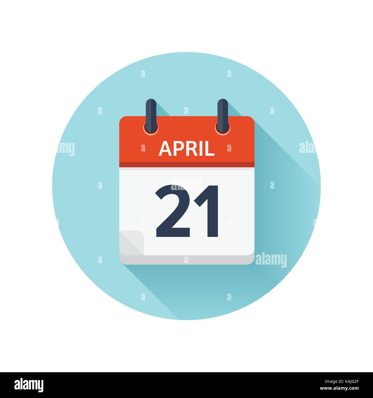 April 21. Vector flat daily calendar icon. Date and time, day, month ...