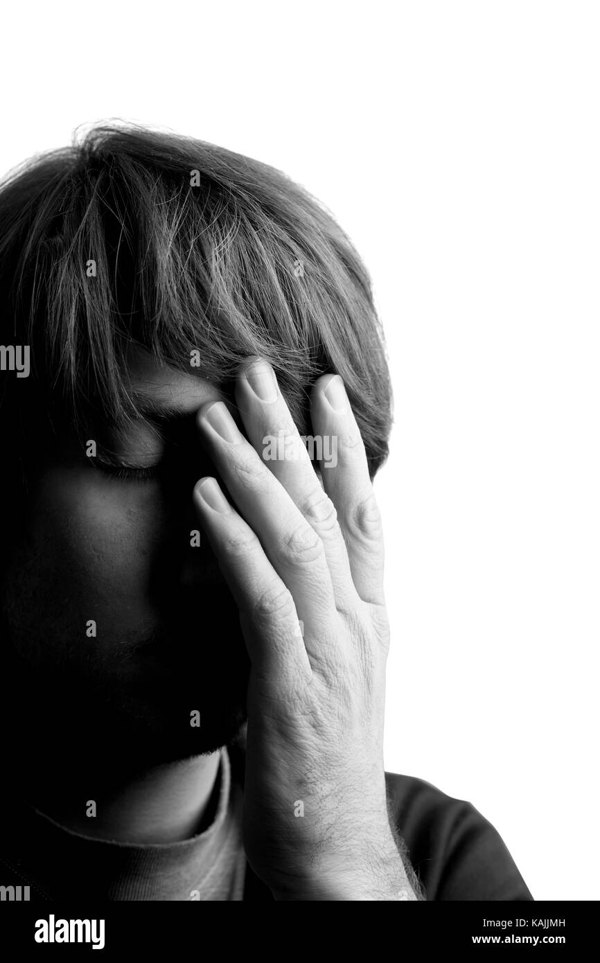 Depressed headache Black and White Stock Photos & Images - Alamy