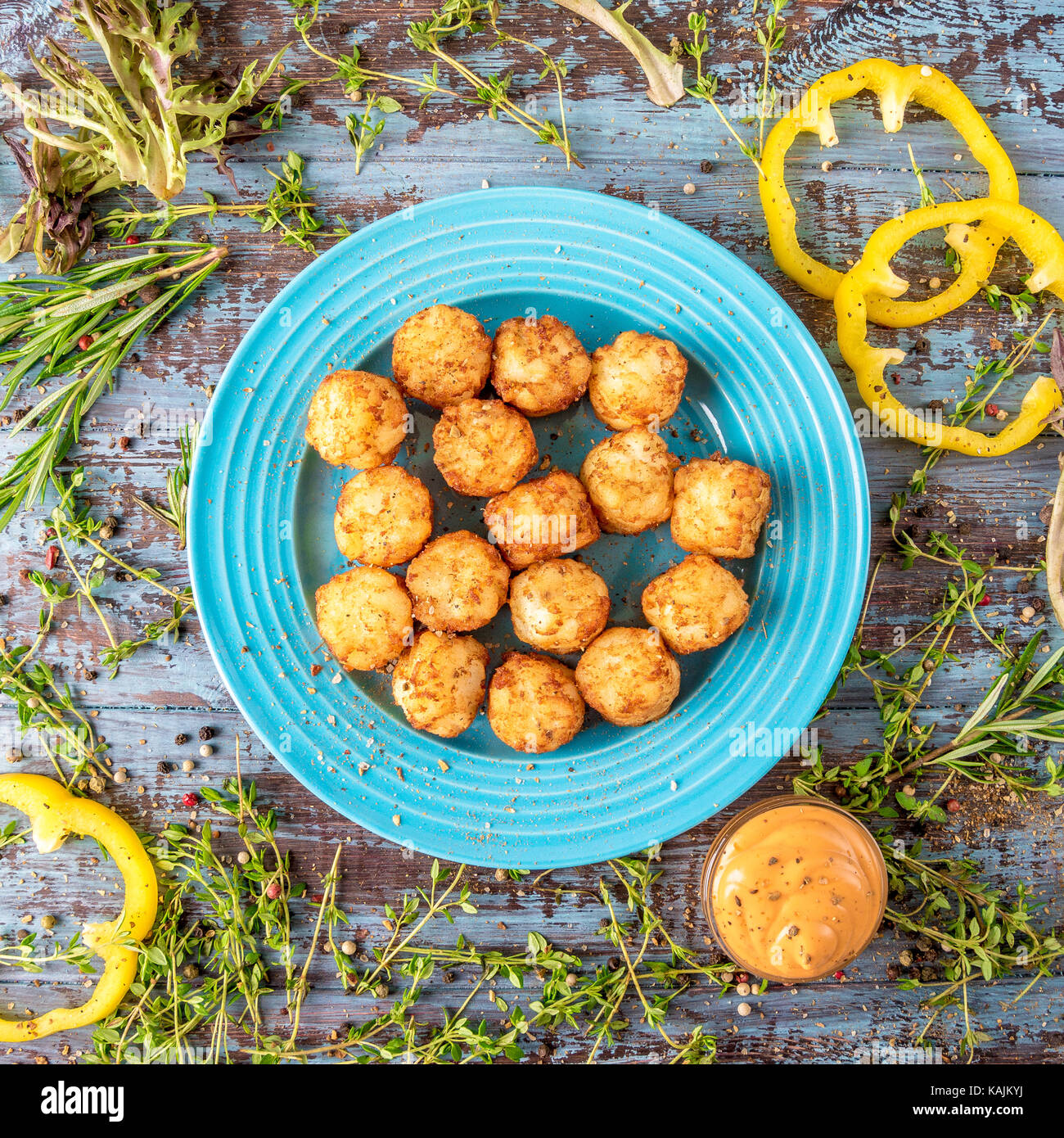 Homemade fried mini croquettes from baked potatoes, delicious and very ...