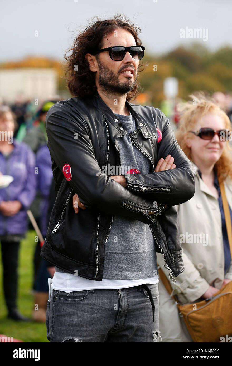 Russell Brand stands amongst the crowd at the TUC Rally "Britain needs ...