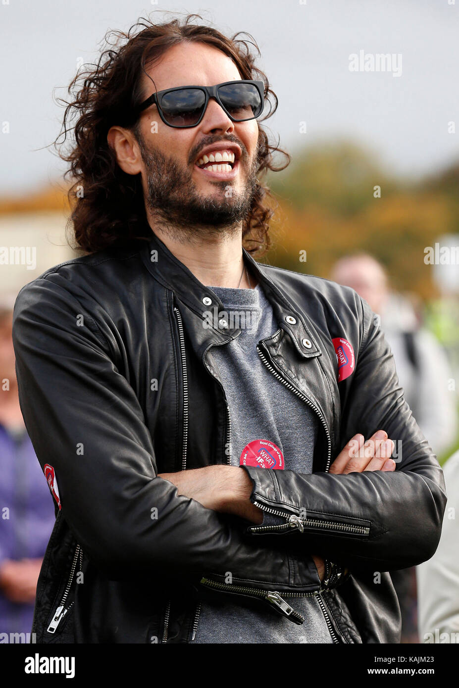 Russell Brand stands amongst the crowd at the TUC Rally "Britain needs ...
