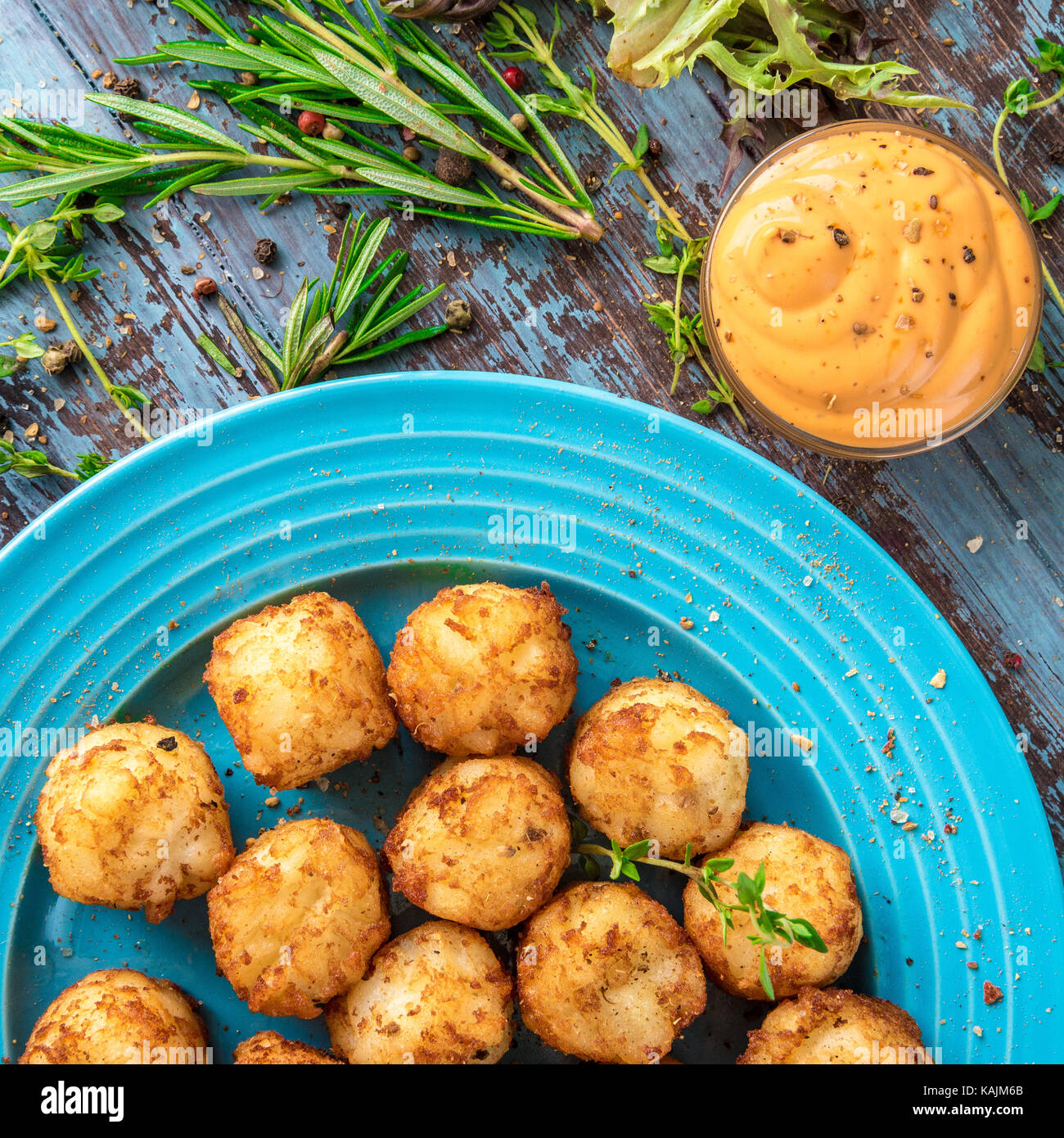 Homemade fried mini croquettes from baked potatoes, delicious and very ...