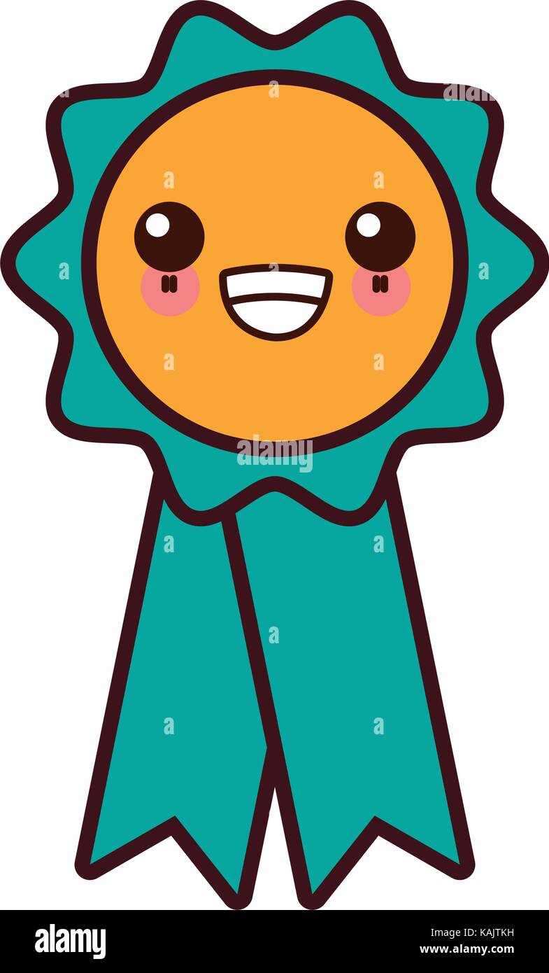 Medal award ribbon kawaii cartoon Stock Vector Image & Art - Alamy