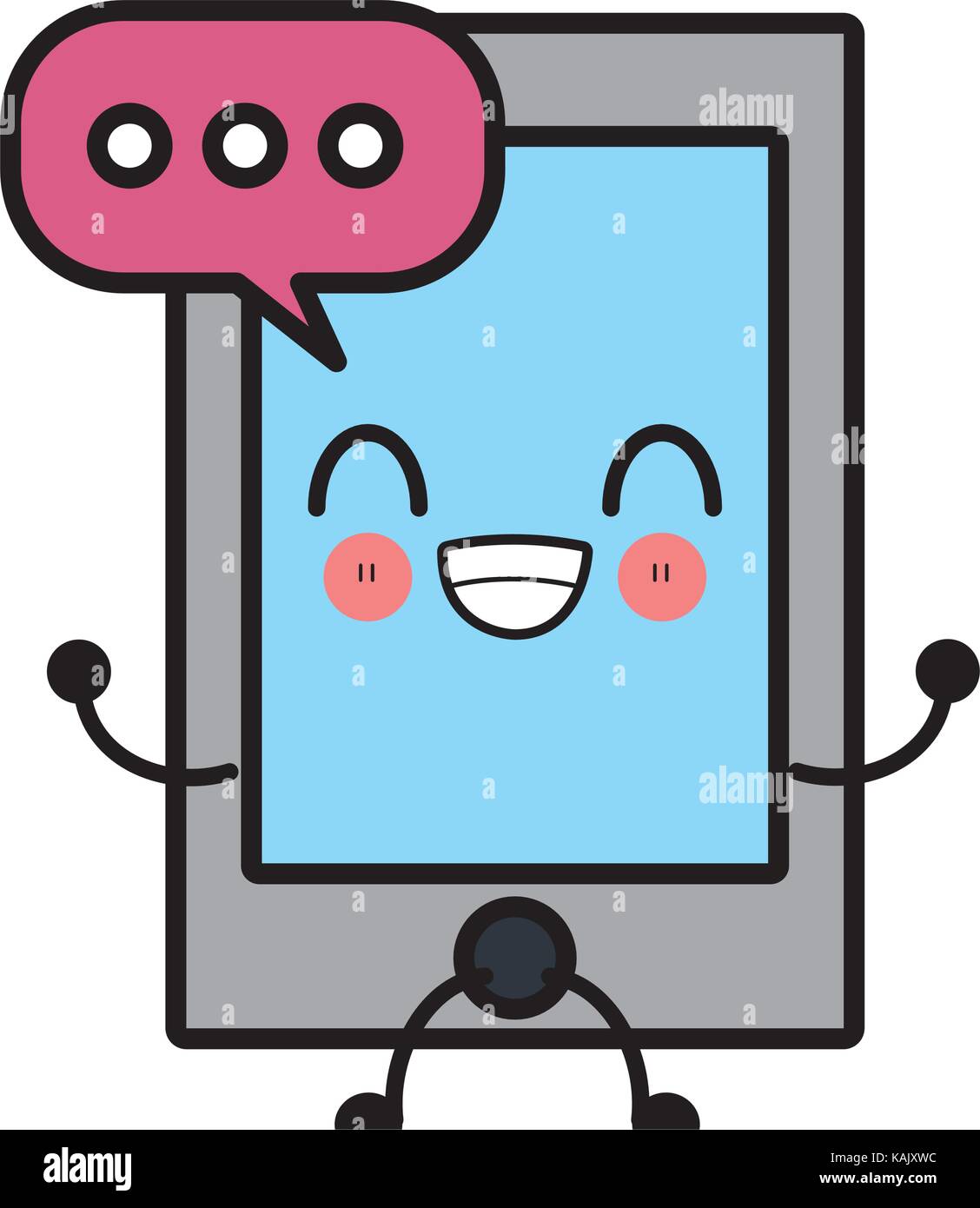 Chatting with smartphone cute kawaii cartoon Stock Vector Image & Art ...