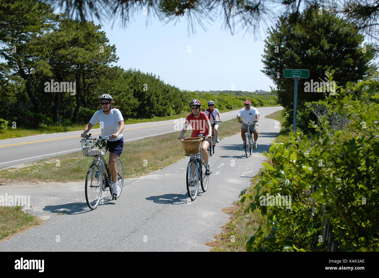 Biking along the trail to Madaket Beach, Nantucket Island ...