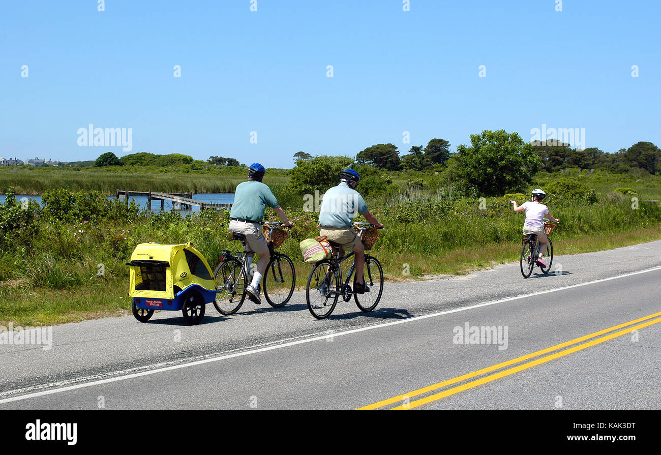 Biking along the trail to Madaket Beach. Nantucket Island ...