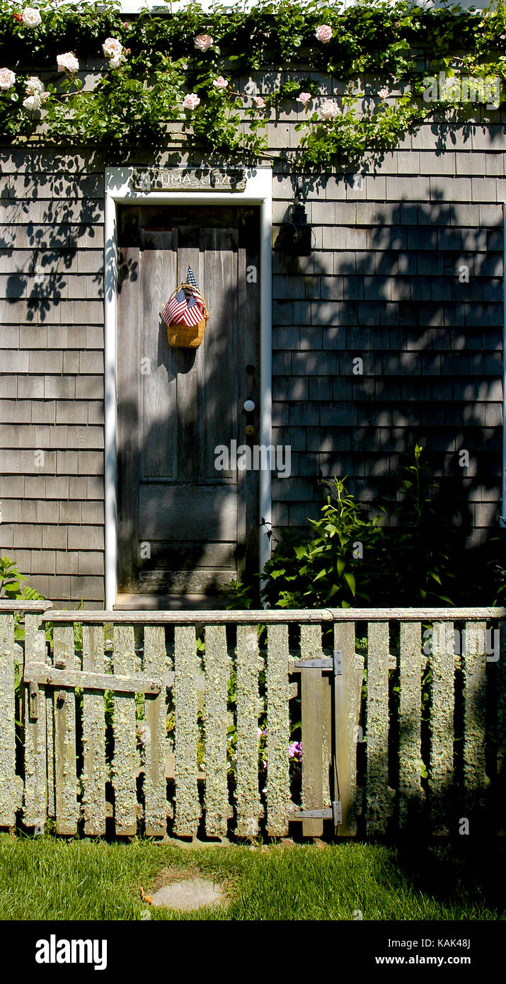The entrance way to a home in Sconset Village on Nantucket Island ...