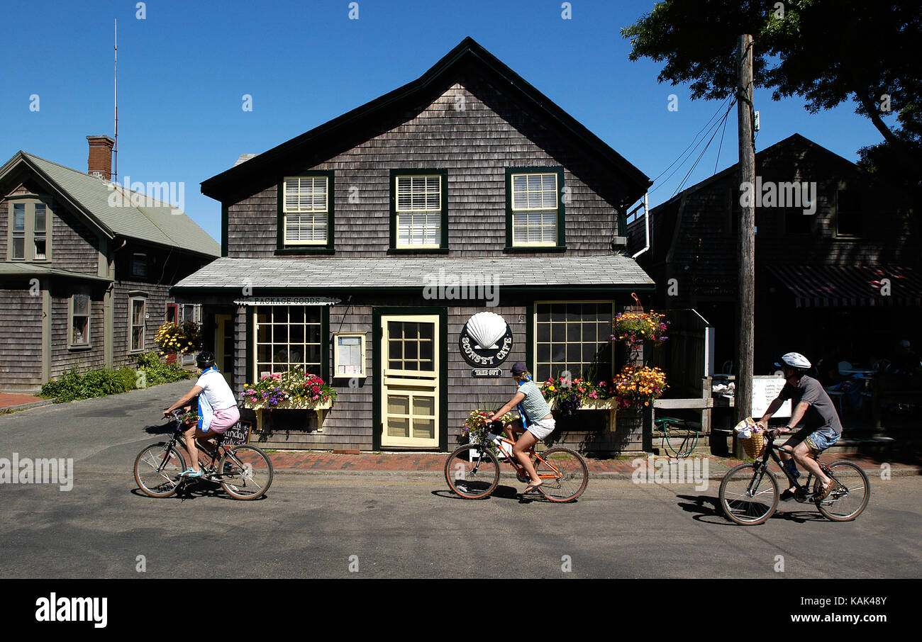 Nantucket Island (Sconset Village). Biking past the Sconset Cafe ...