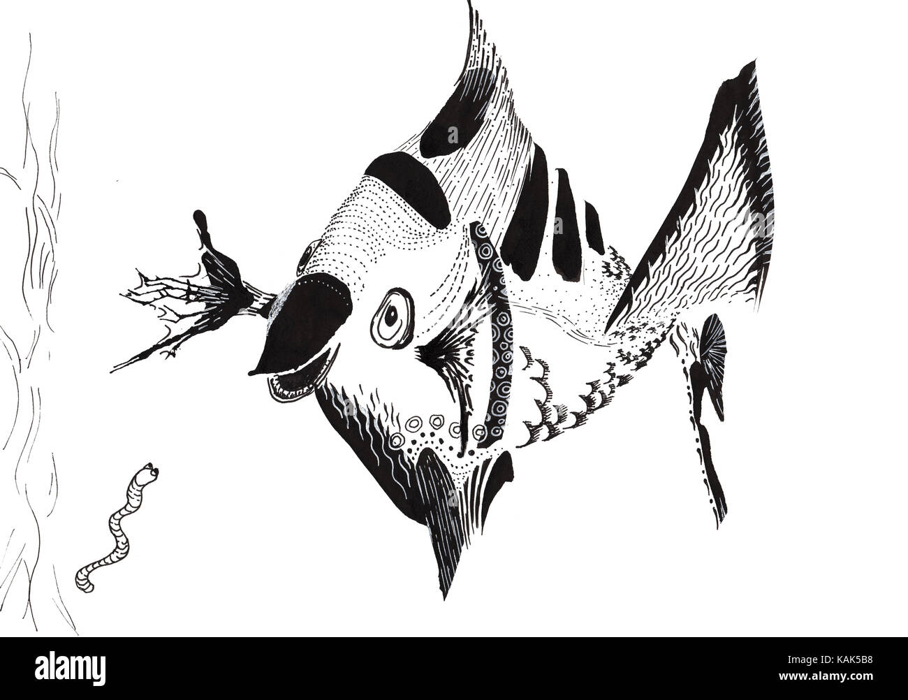 Hand drawing fun fish Stock Photo - Alamy