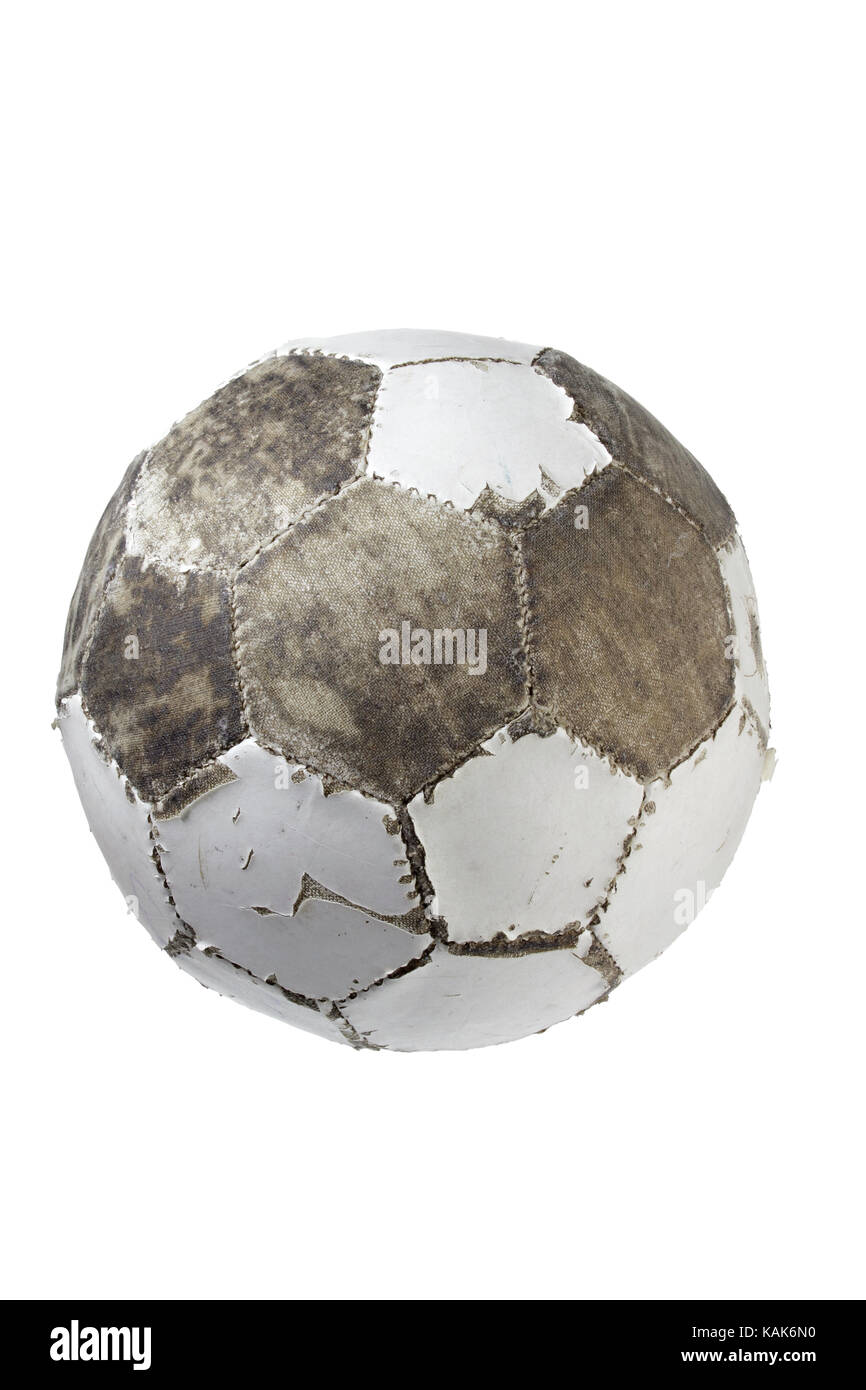 Worn-Out Football on White Background Stock Photo - Alamy