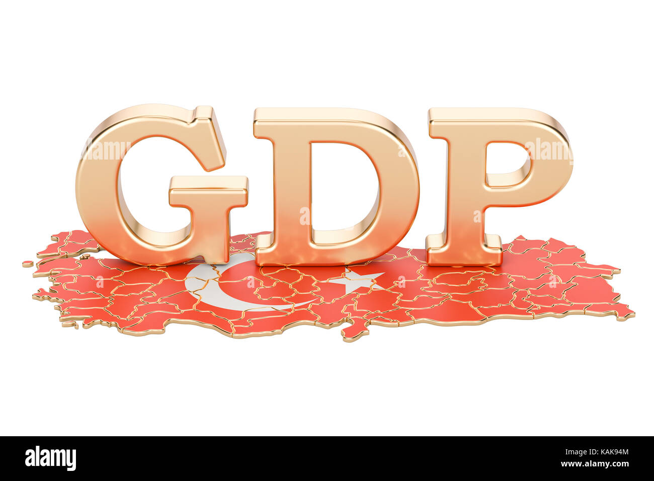 gross domestic product GDP of Turkey concept, 3D rendering isolated on ...
