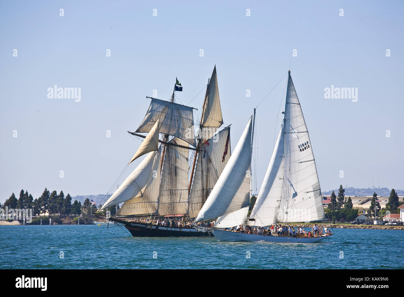 Tall Ship Lynx being overtaken by the Tall ship Curlew at the Festival ...