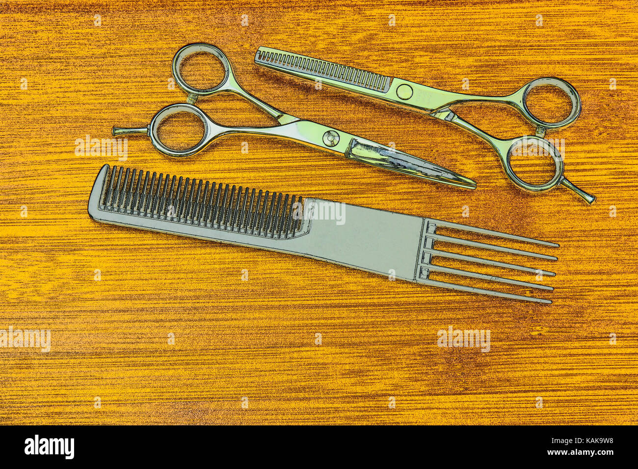 Hair cutting shears and comb professional, background Stock Photo - Alamy