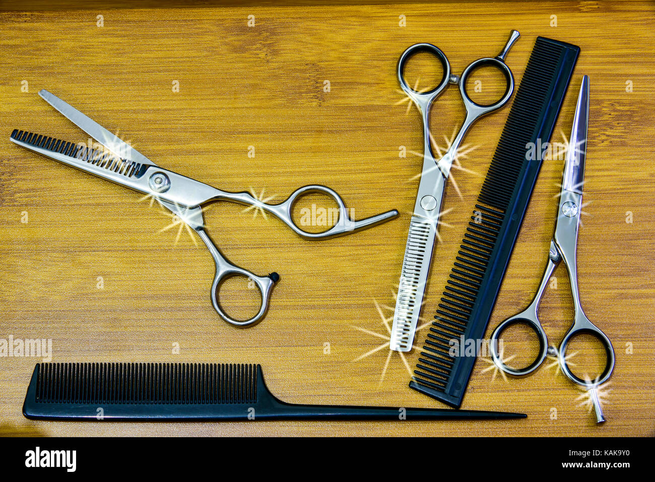Hair cutting shears and comb professional, background Stock Photo - Alamy