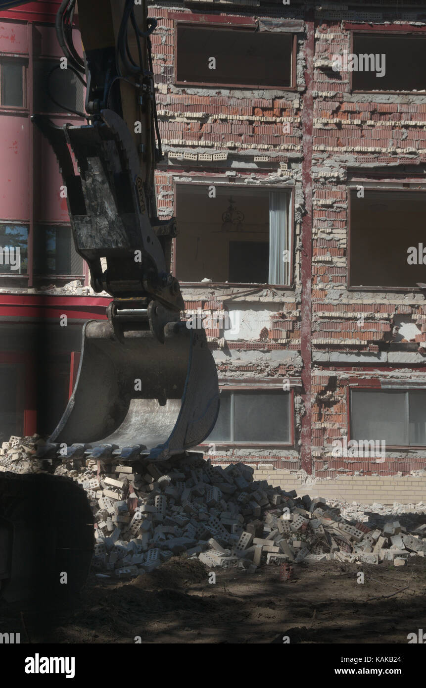 Building Demolition Excavator Machinery Works Construction Site Stock ...