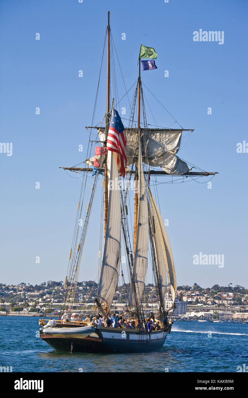 Tall Ship Lynx at the Festival of Sail in San Diego, CA US. Lynx is an ...
