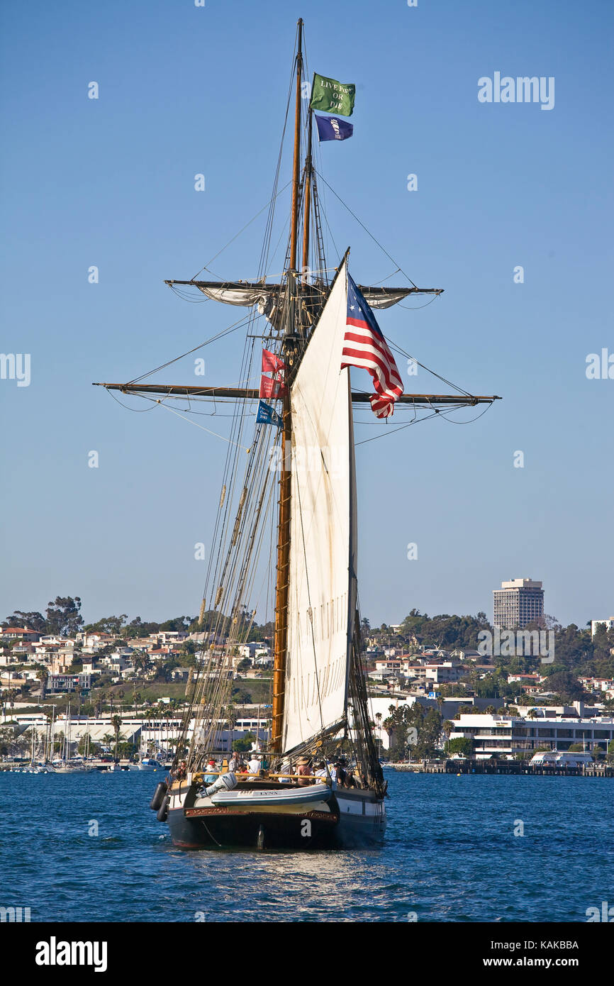 Tall Ship Lynx at the Festival of Sail in San Diego, CA US. Lynx is an ...