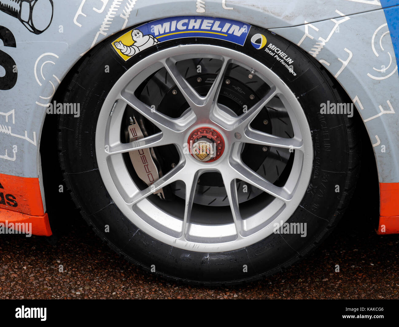 The Wheel of a Porsche race car, at the Porsche Carrera Cup at ...
