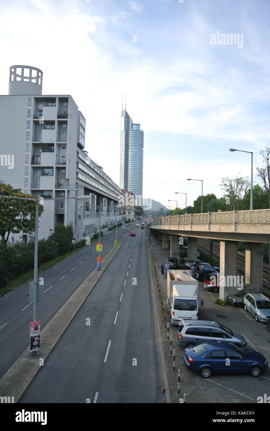 view along Handelskai Strasse, with the Millennium Tower in the ...