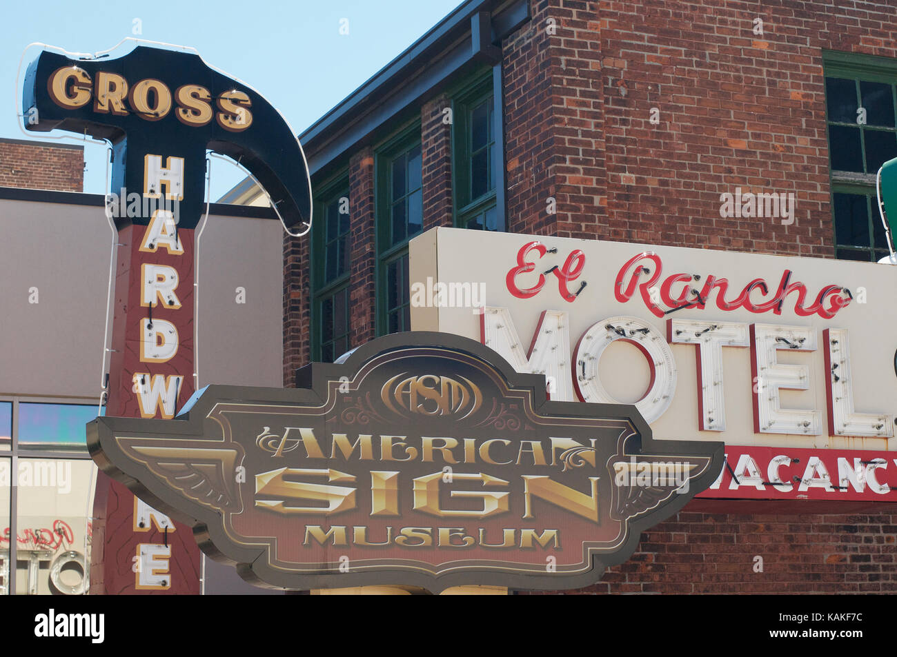 Signs at The American Sign Museum in Cincinnati, Ohio, USA Stock Photo ...