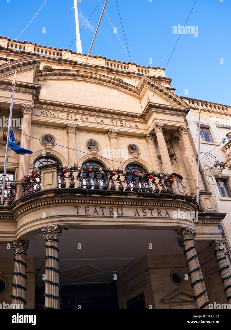 Theatre Facade Details of the architecture on the island of Malta Stock ...