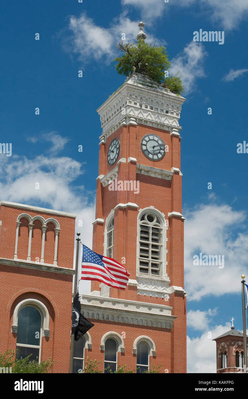 The tower of the Deactur County Courthouse in Greensburg, Indiana, USA ...