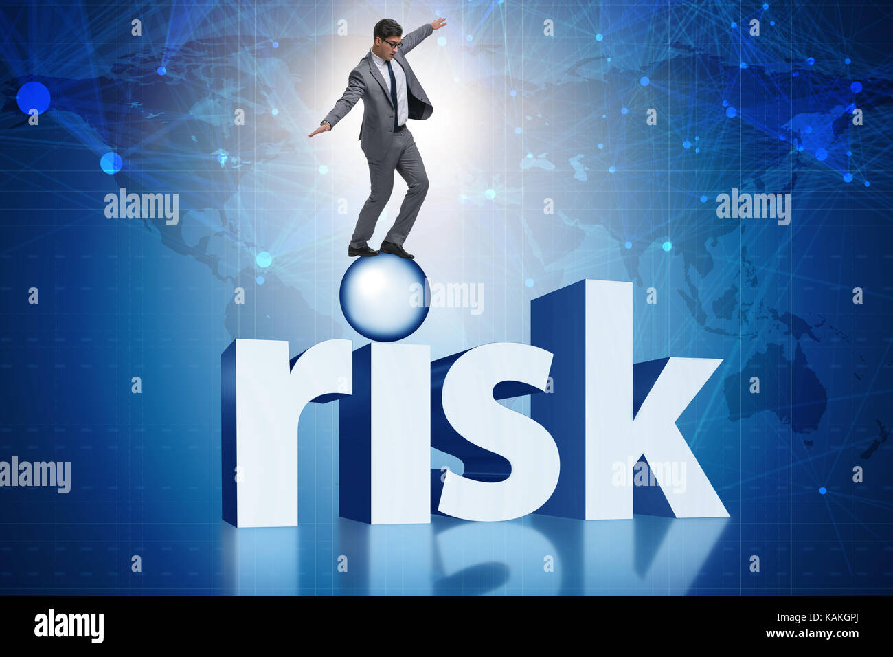 Young businessman in business risk and uncertainty concept Stock Photo ...