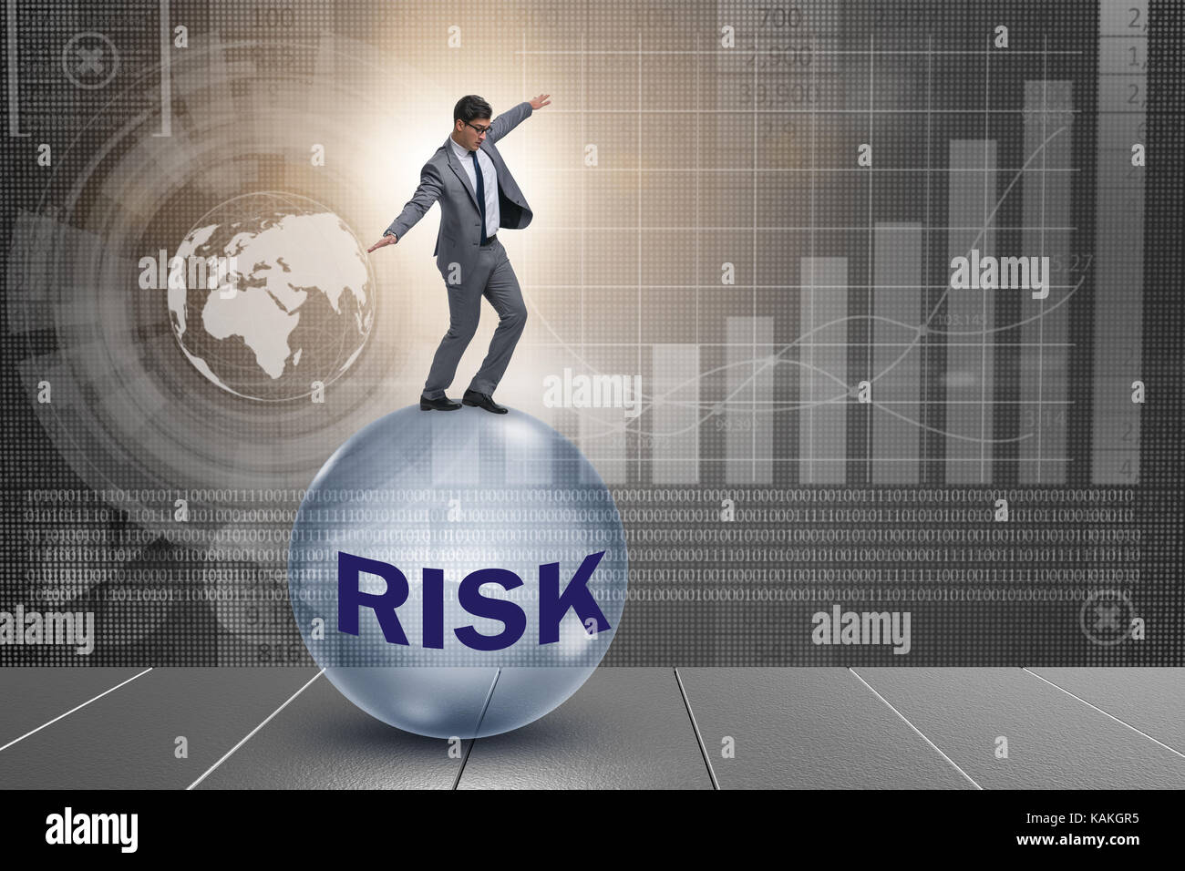 Young businessman in business risk and uncertainty concept Stock Photo ...