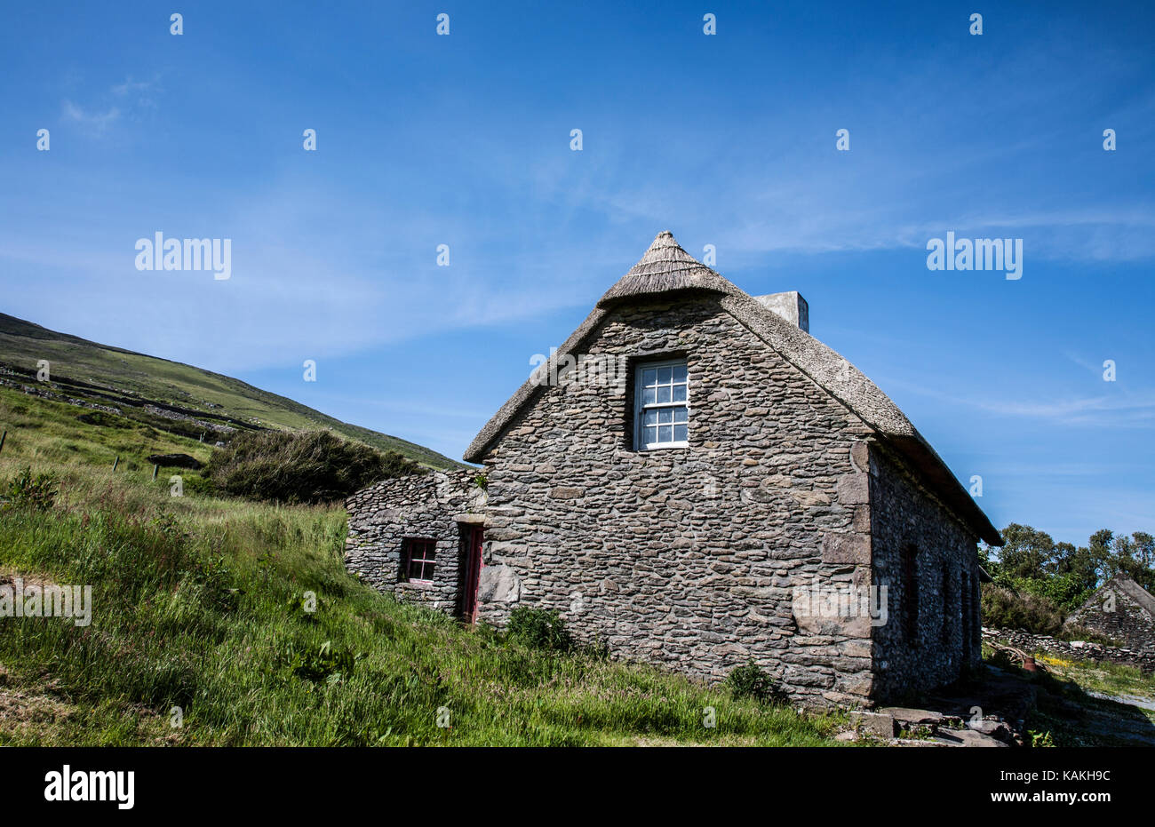 Historic site 19th century Famine Cottage Fahan, Dingle Peninsula, Slea ...