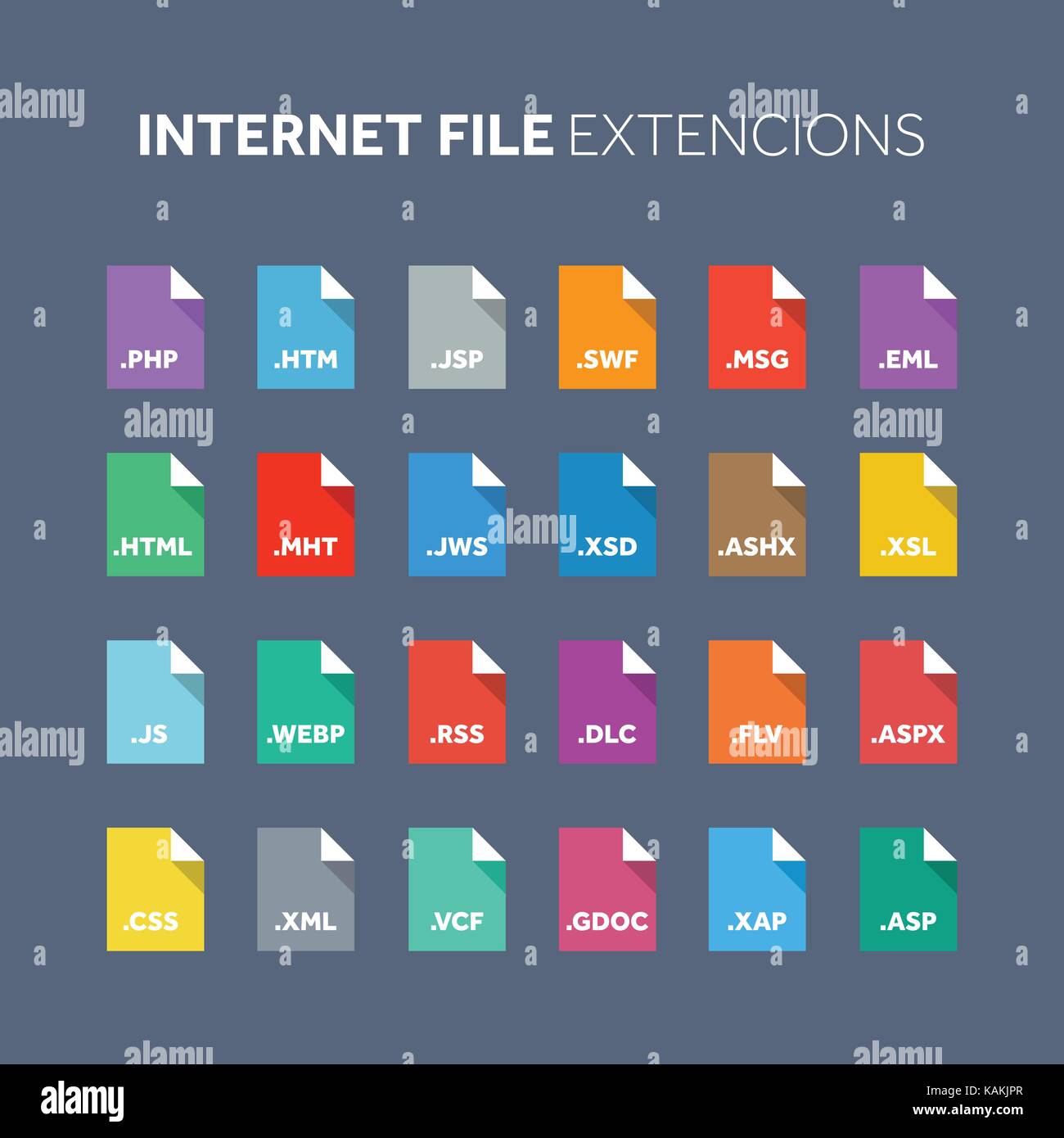 Flat Style Icon Set Source Code Programming File Type Extension Document Format Pictogram 