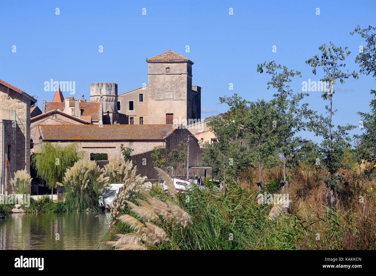 the village of Colombiers on the Canal du Midi is a tourist stop for ...