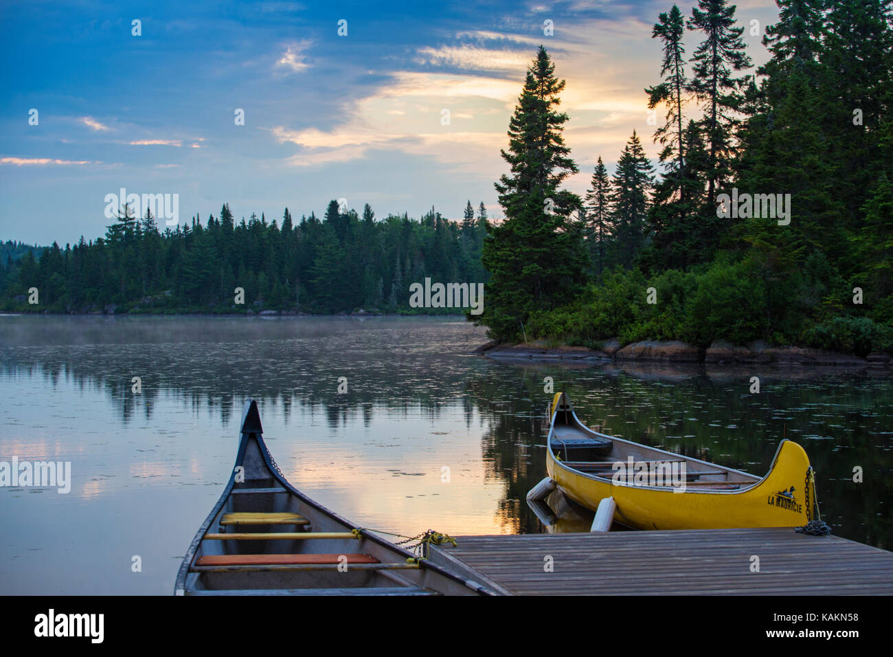 Canoe rabaska in Mauricie National Park Stock Photo - Alamy