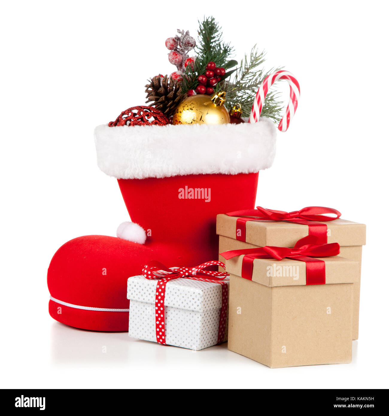 Santa's shoe isolated on white background Stock Photo - Alamy