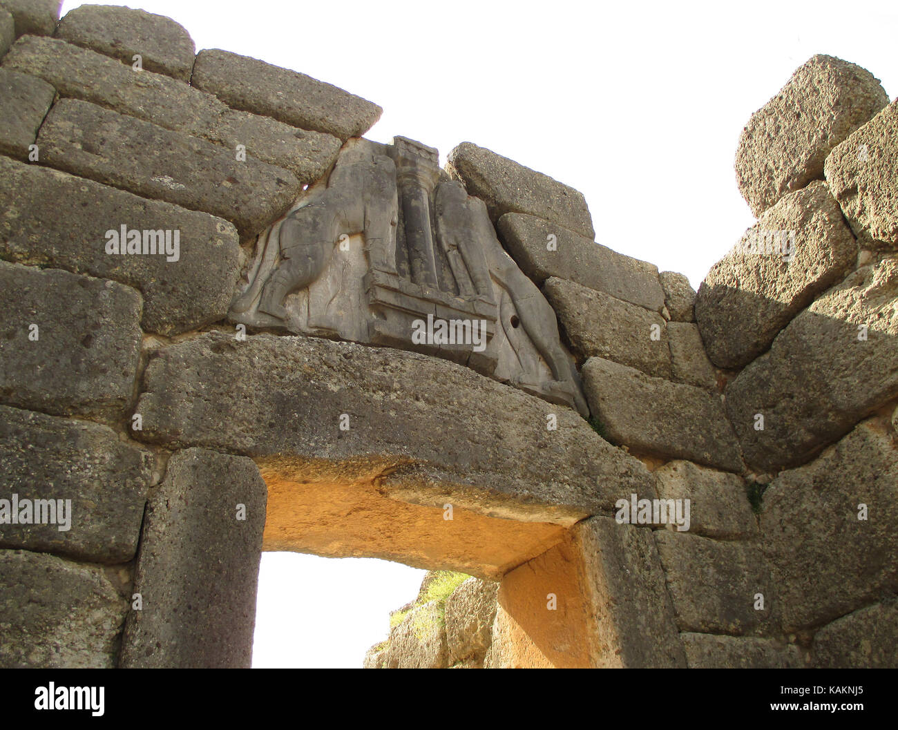 The Lion's gate at the Southern Entrance of the Mycenaean Acropolis ...