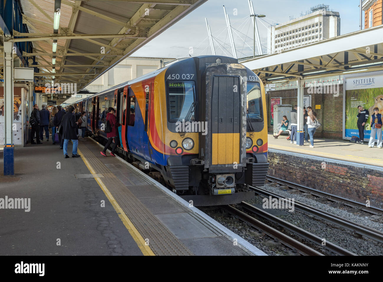 Class 450 Desiro EMU train at Woking station Stock Photo - Alamy