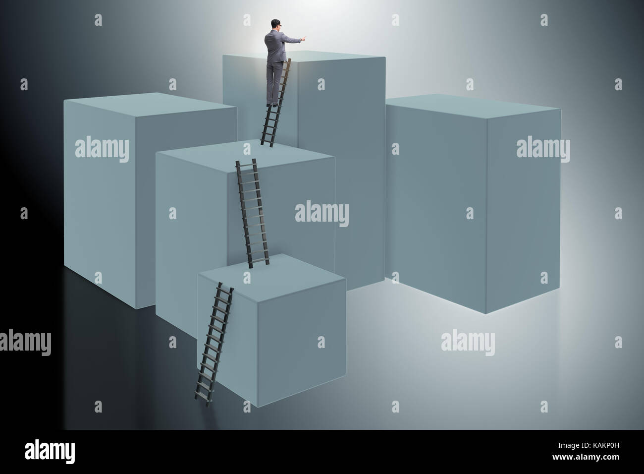 Businessman climbing blocks in career ladder business concept Stock ...