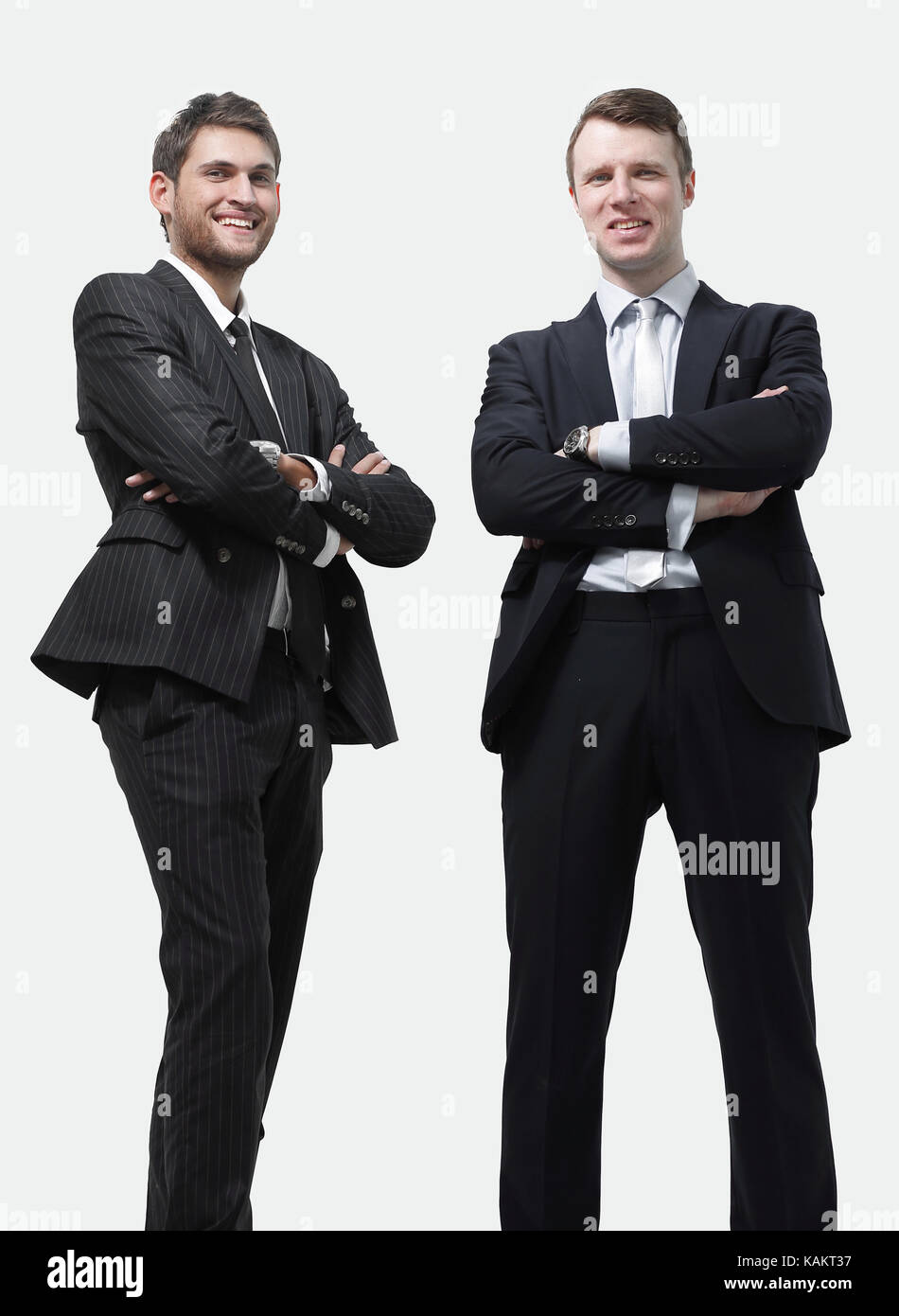 two business partners standing,isolated on white background.business ...