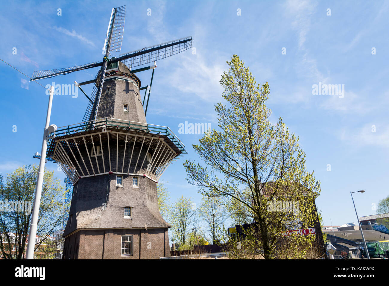 A typical Dutch windmill in Amsterdam, The Netherlands Stock Photo - Alamy