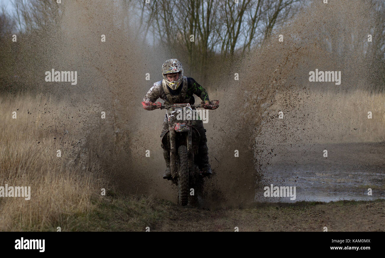 Off Road Enduro Bike Rider On Motor Bike at Enduro Event In Abram ...