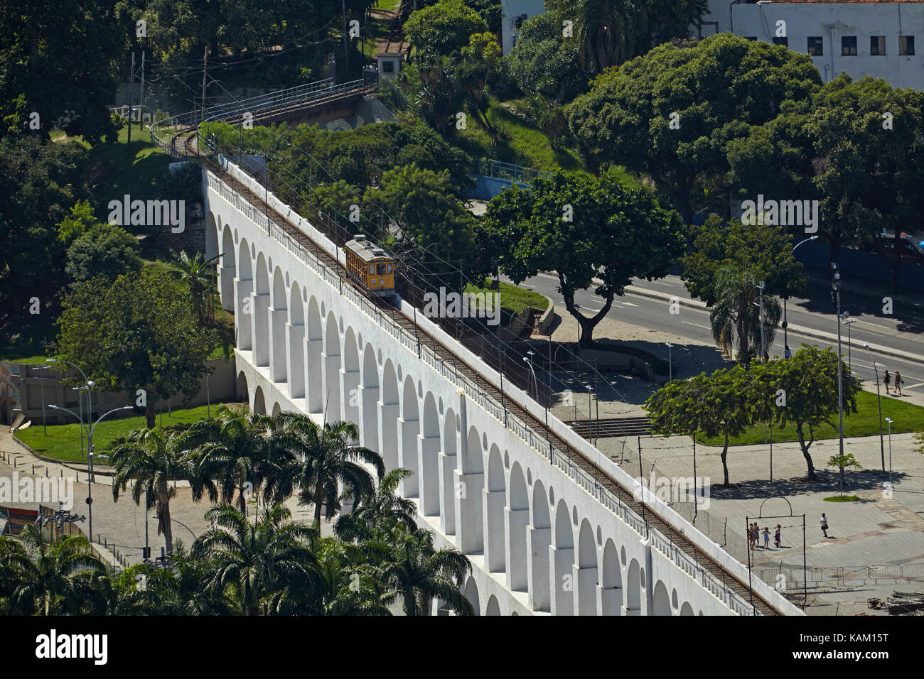 Santa Teresa Tram on Carioca Aqueduct, Lapa, Rio de Janeiro, Brazil ...