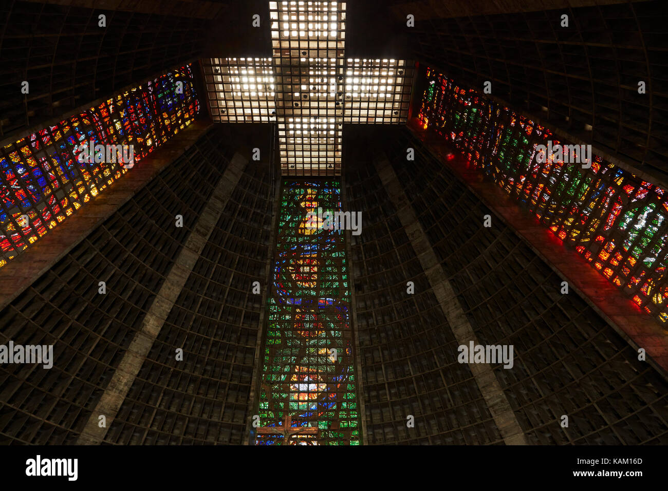 Stained-glass windows and interior of Catedral Metropolitana de São ...