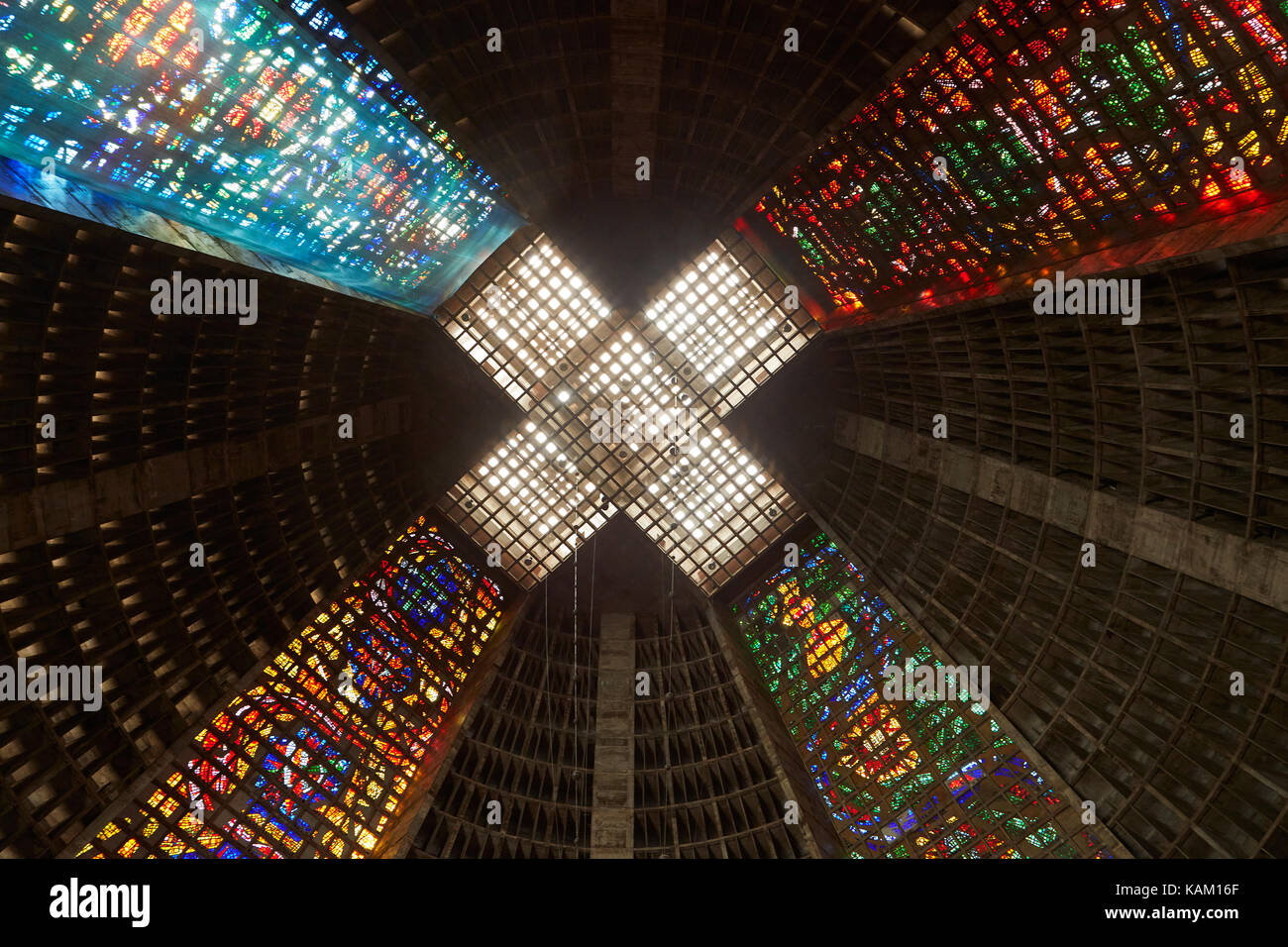 Stained-glass windows and interior of Catedral Metropolitana de São ...