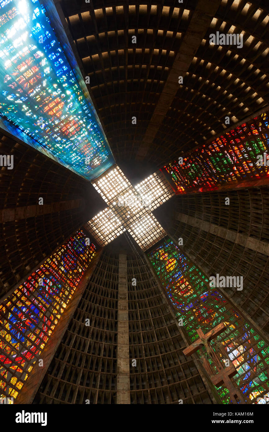 Stained-glass windows and interior of Catedral Metropolitana de São ...
