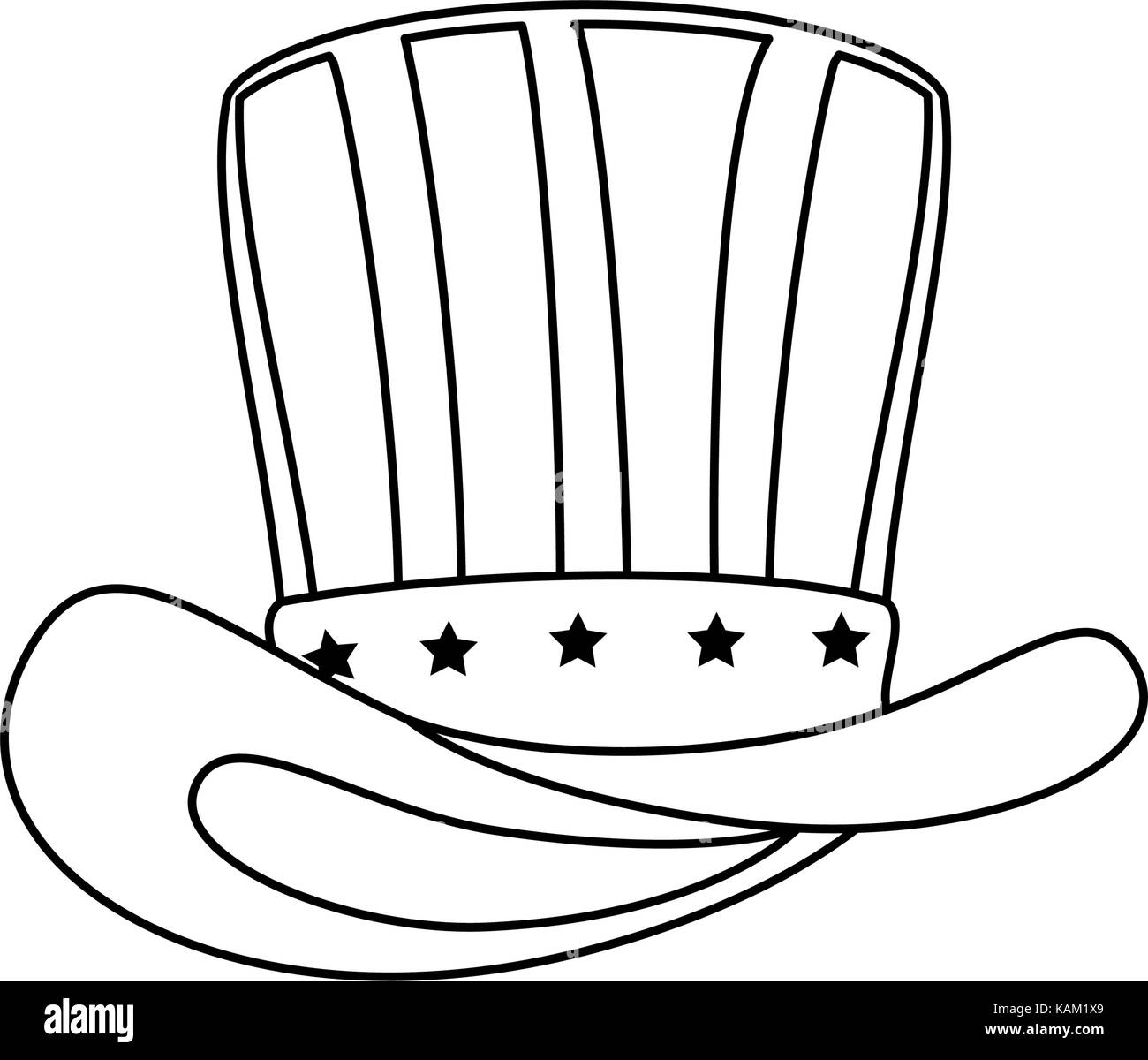 Uncle Sam Hat Black And White Clipart