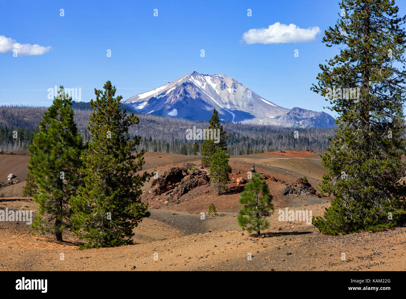 Mount Lassen and Painted Dunes in Lassen Volcanic National Park Stock ...